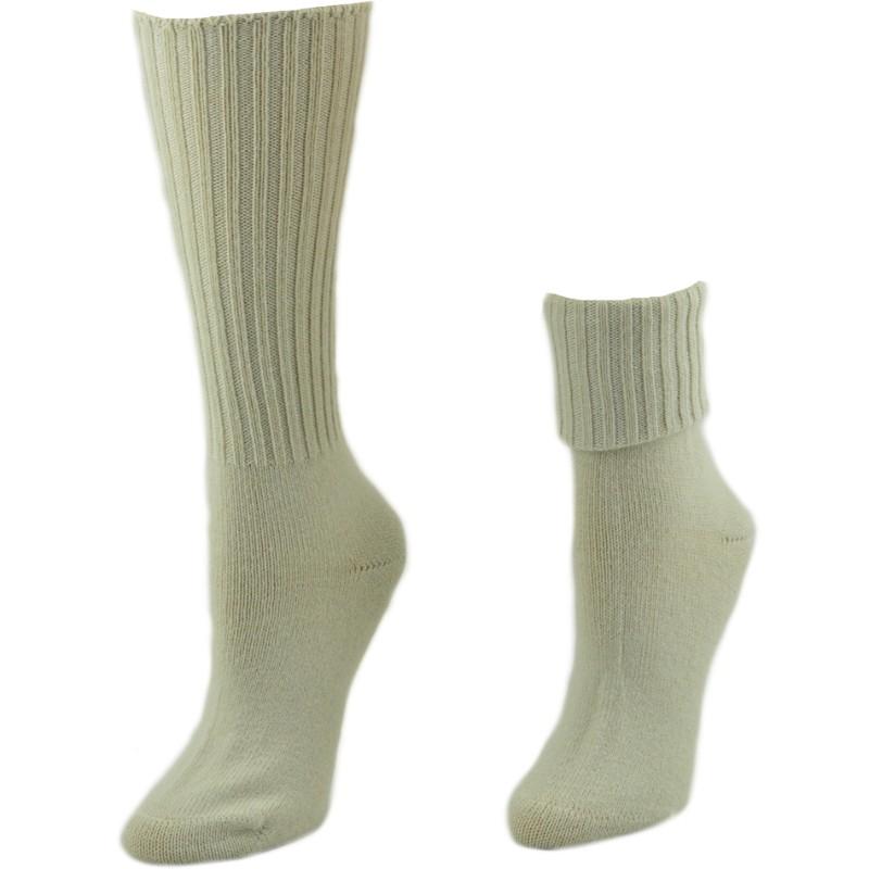 Solid Color Ribbed Crew Turn cuff Soft Acrylic Socks | Sierra Socks