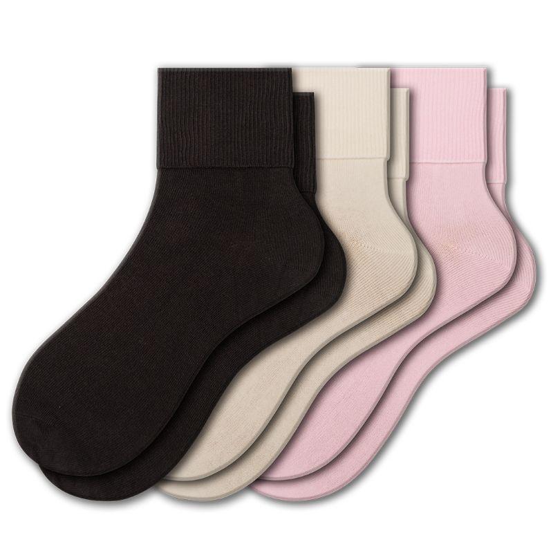 Turn Cuff Organic Cotton Seamless Toe 3 pair Pack Women