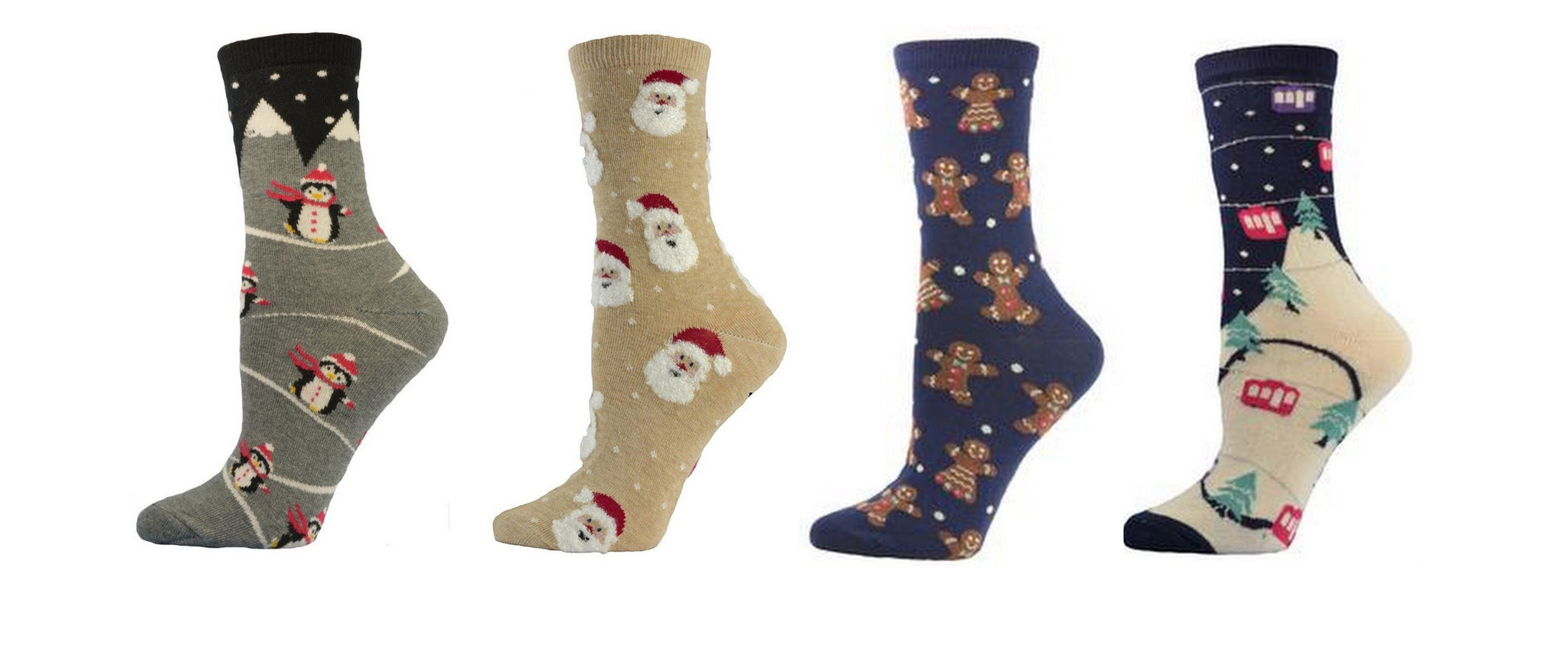 Santa Claus Socks, Holiday Theme Socks, Cotton Crew Socks | Sierra Socks